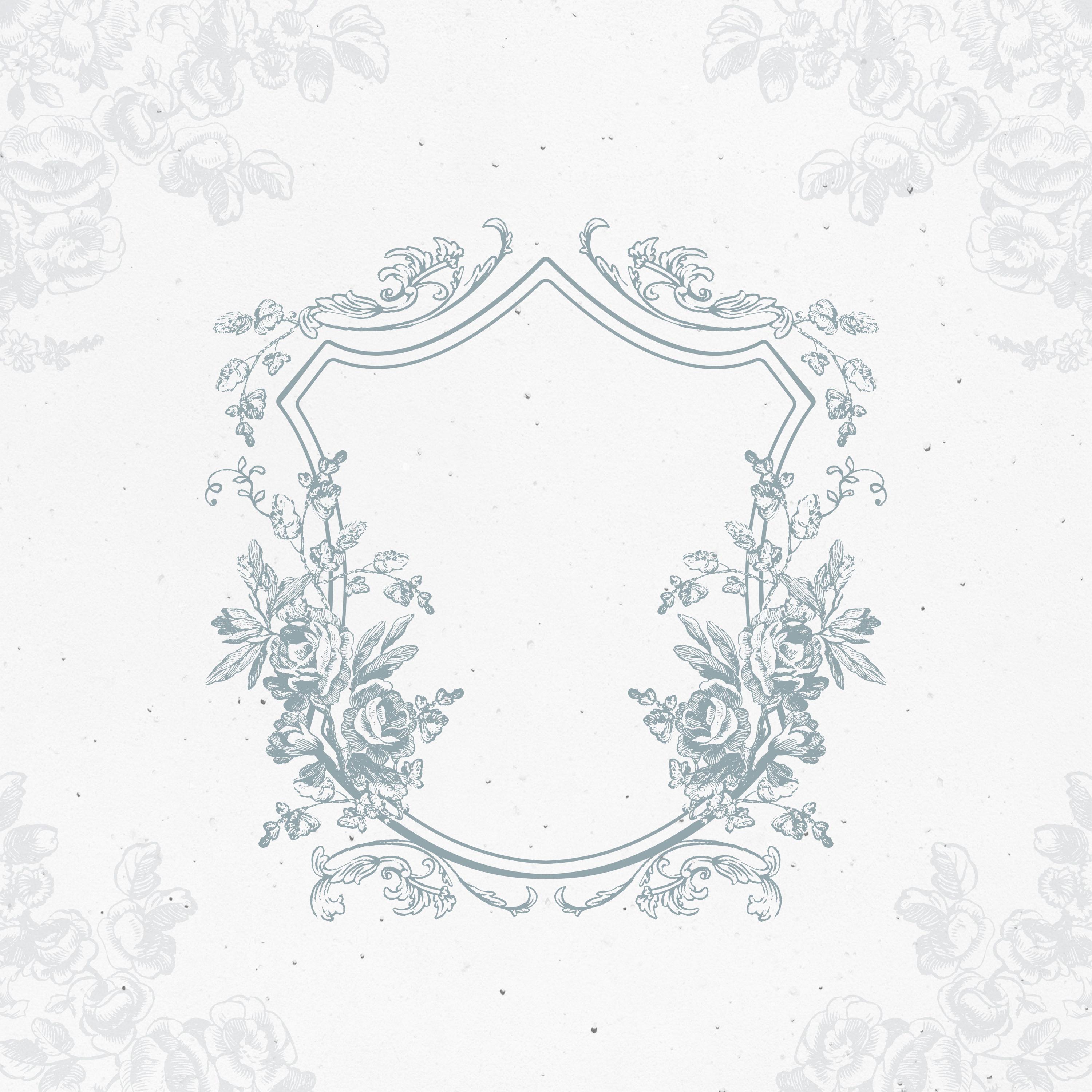 Floral Wedding Crest: Romantic Botanical Frame (EPS Download) - Etsy