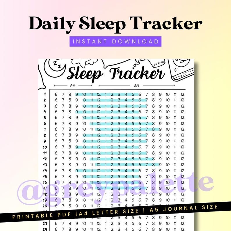 Printable Daily Sleep Tracker: A4/A5 Journal (digital Download) - Etsy