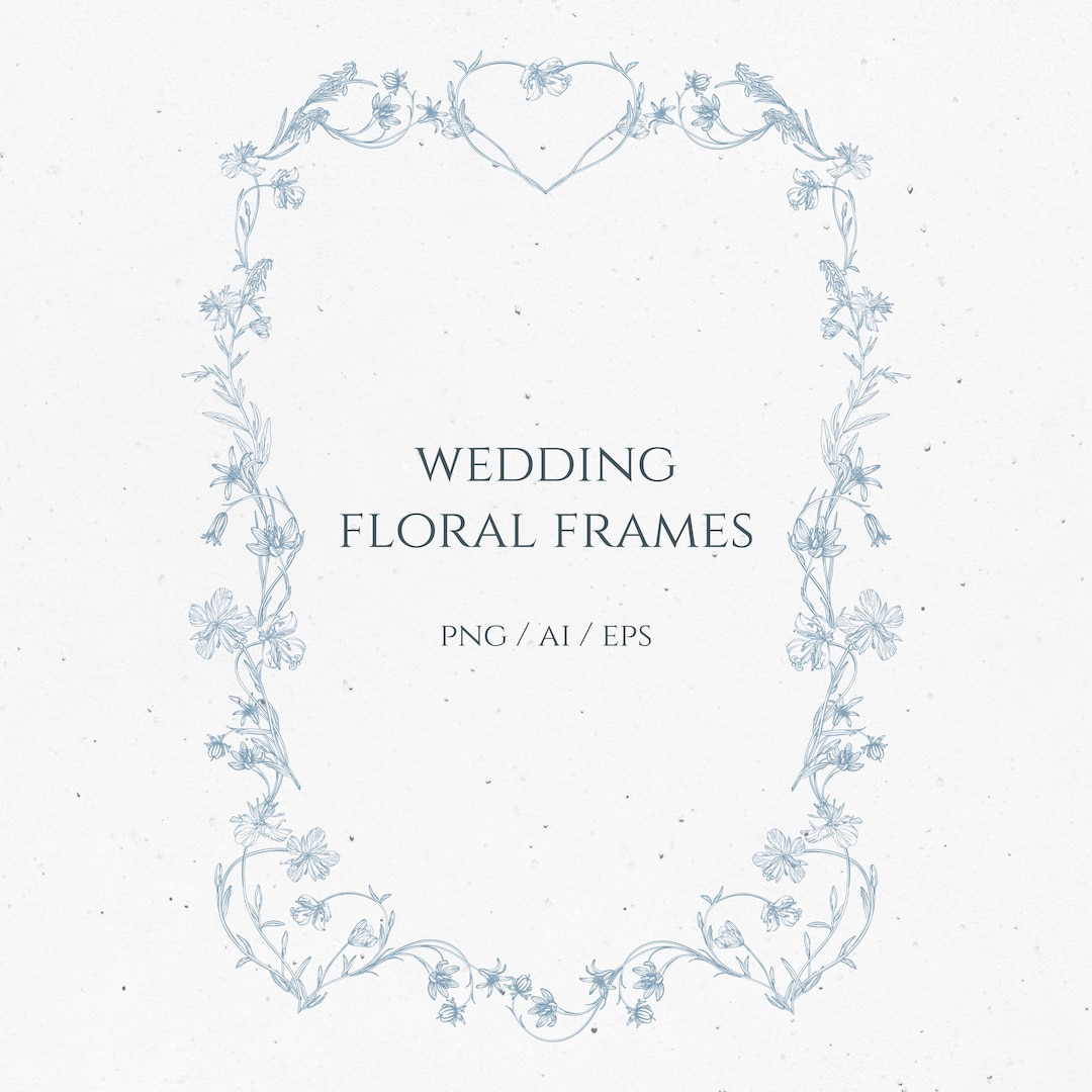 Vintage Botanical Wedding Frame: Floral Crest Design (EPS Download) - Etsy
