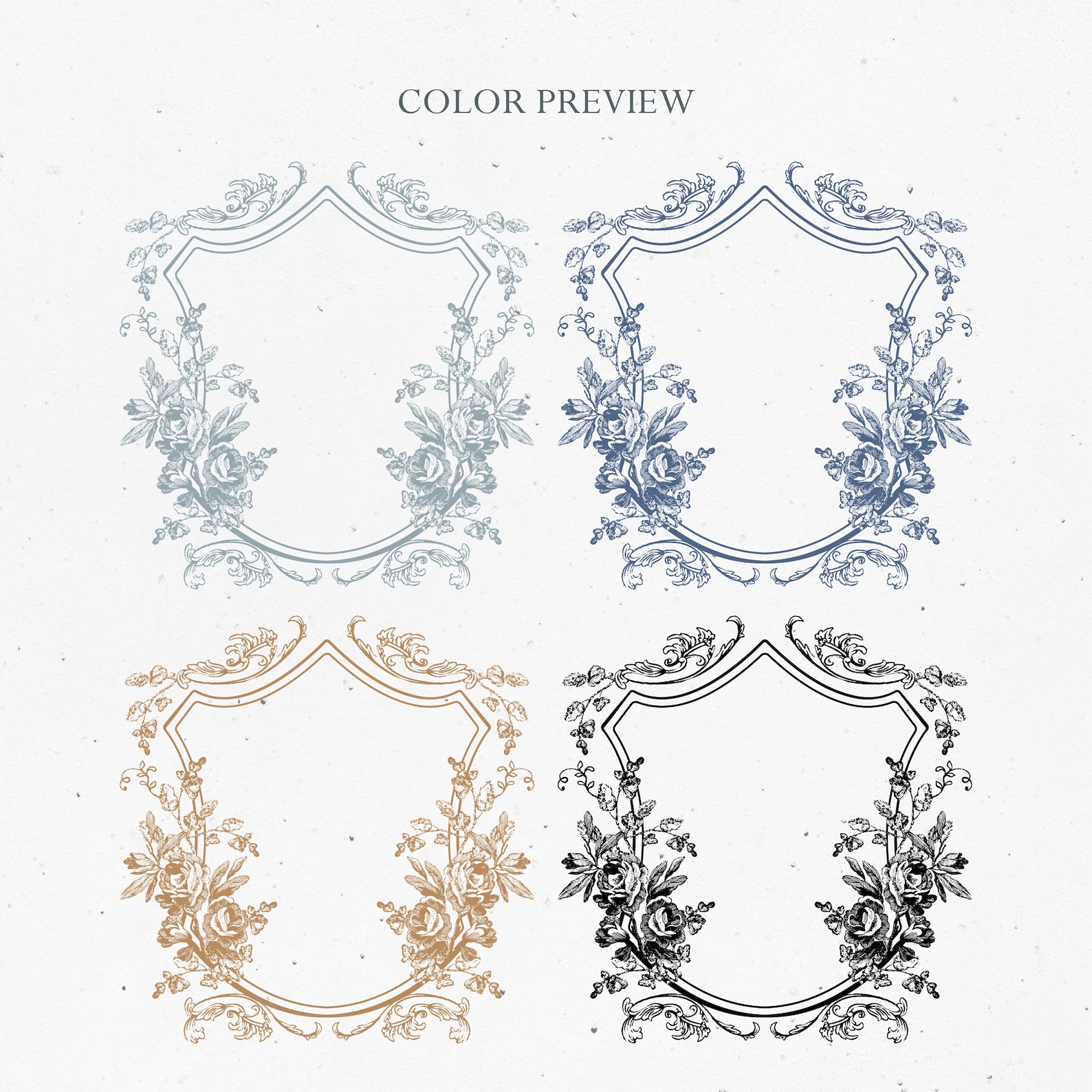 Floral Wedding Crest: Romantic Botanical Frame (EPS Download) - Etsy