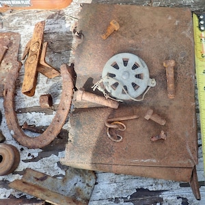 60 Assorted Pieces of Vintage Rusted Metal Industrial Salvage Rusty ...