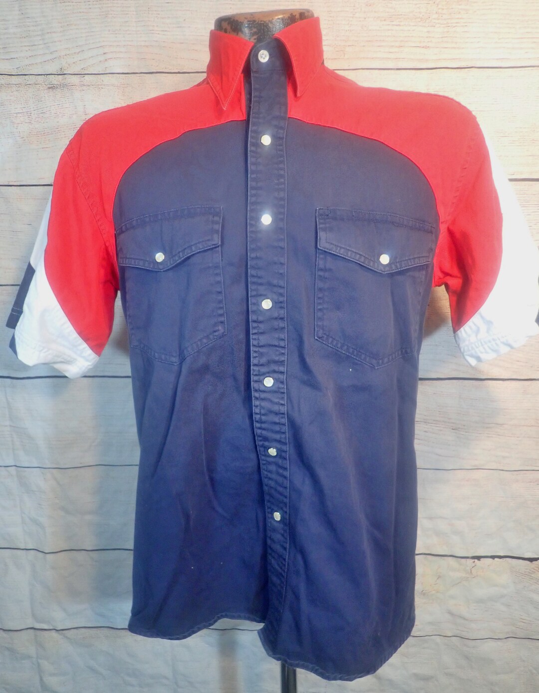 Rustler by Wrangler Vintage Cotton Western Shirt 90s Pearl Snap Short ...