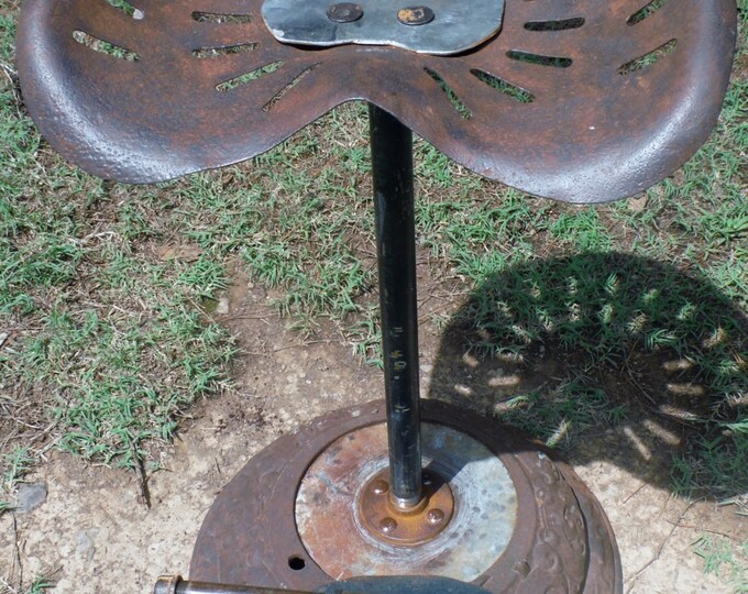 Repurposed Cast Iron Wood Stove Top With Tractor Seat for - Etsy