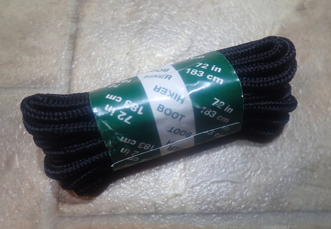 Round 72 Inch (183cm) Black Replacement Military Hiking Work Boot Laces ...