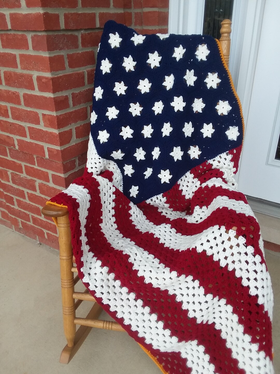 American Flag Crocheted Afghan, Ready to Ship - Etsy
