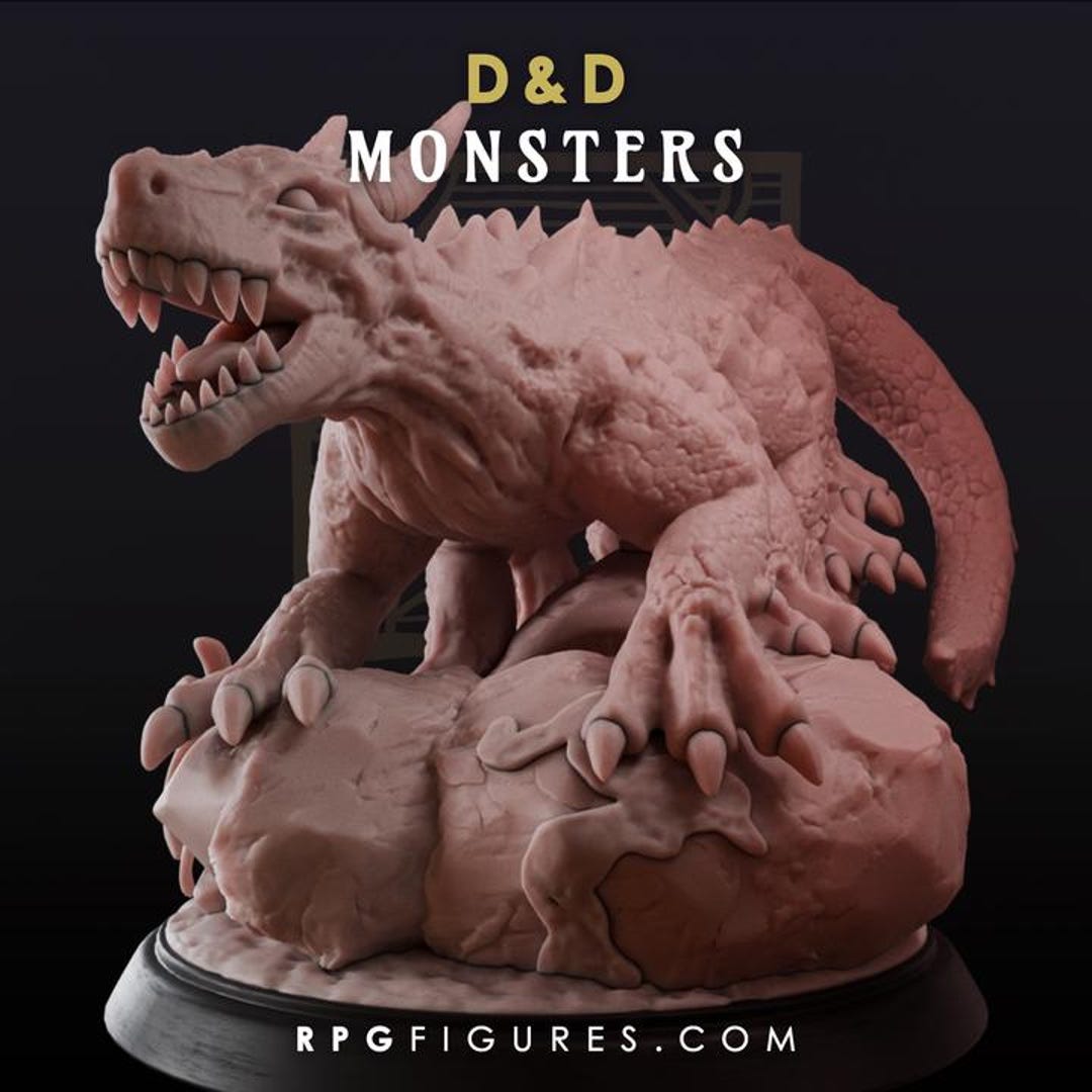 D&D Monsters - Behir Miniature Tabeltop Game Rock Base - Dnd - Etsy