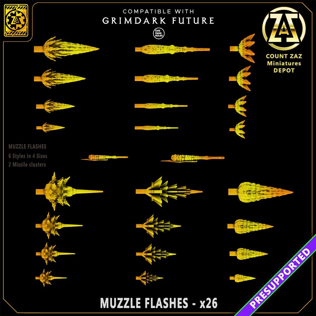 MUZZLE Flashes Miniatures 6 Types in 4 Sizes 26 Total - Etsy