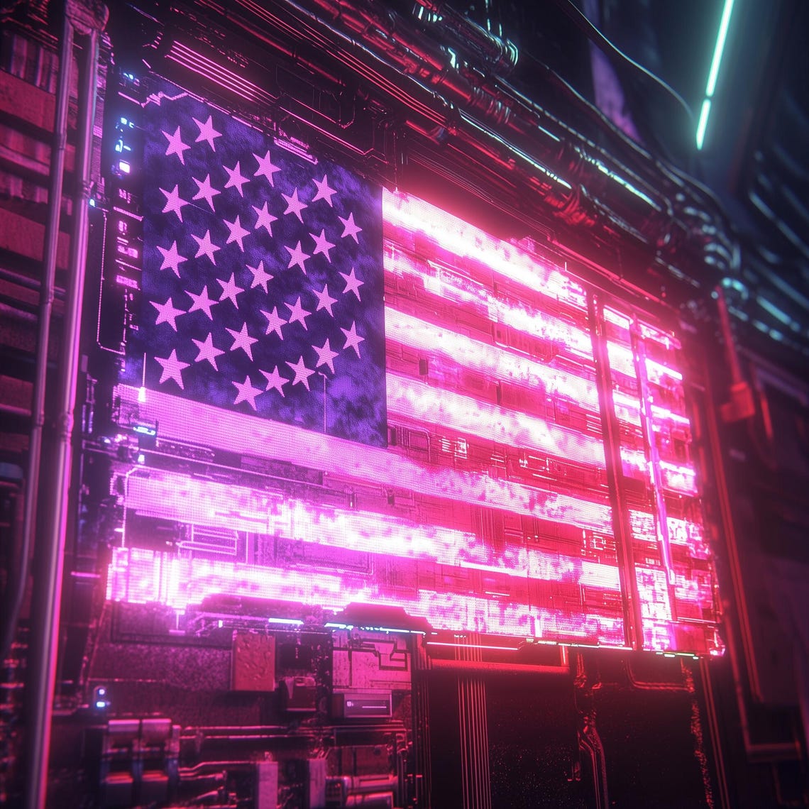 Cyberpunk American Flag Digital Download – Neon USA Wall Art ...
