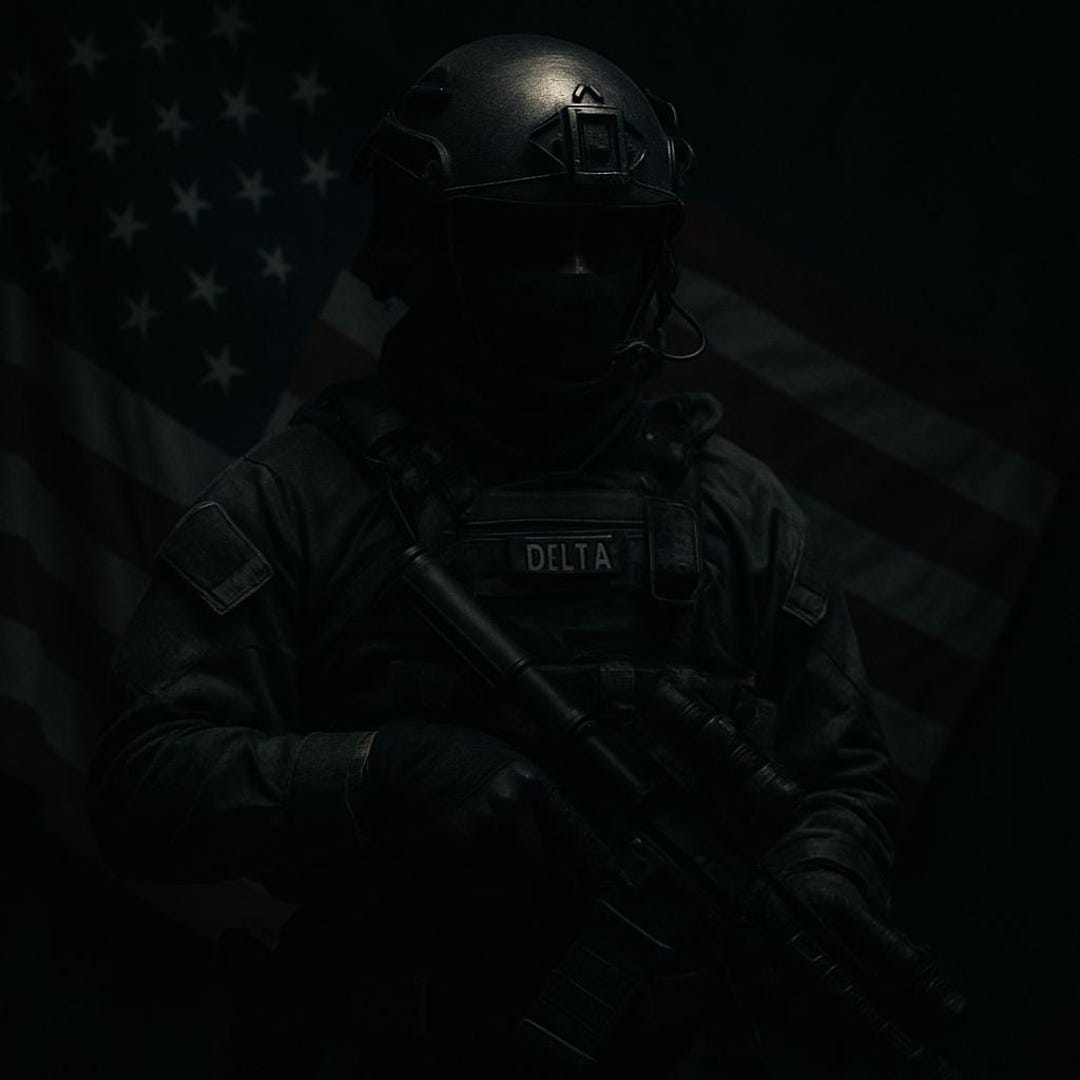 Delta Force Operator Art Print: Shadow Warrior, American Flag (digital ...