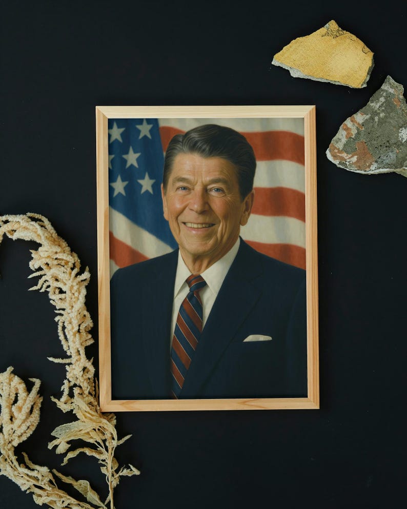 Ronald Reagan Portrait Art Print: Vintage 1980s Presidential Decor ...