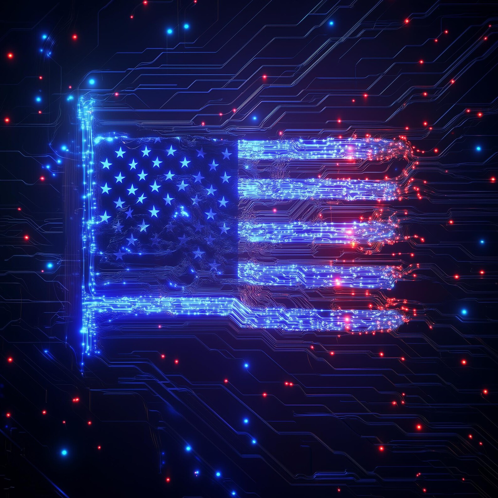 Cyberpunk American Flag Art: Glowing Sci-fi Print (digital Download) - Etsy