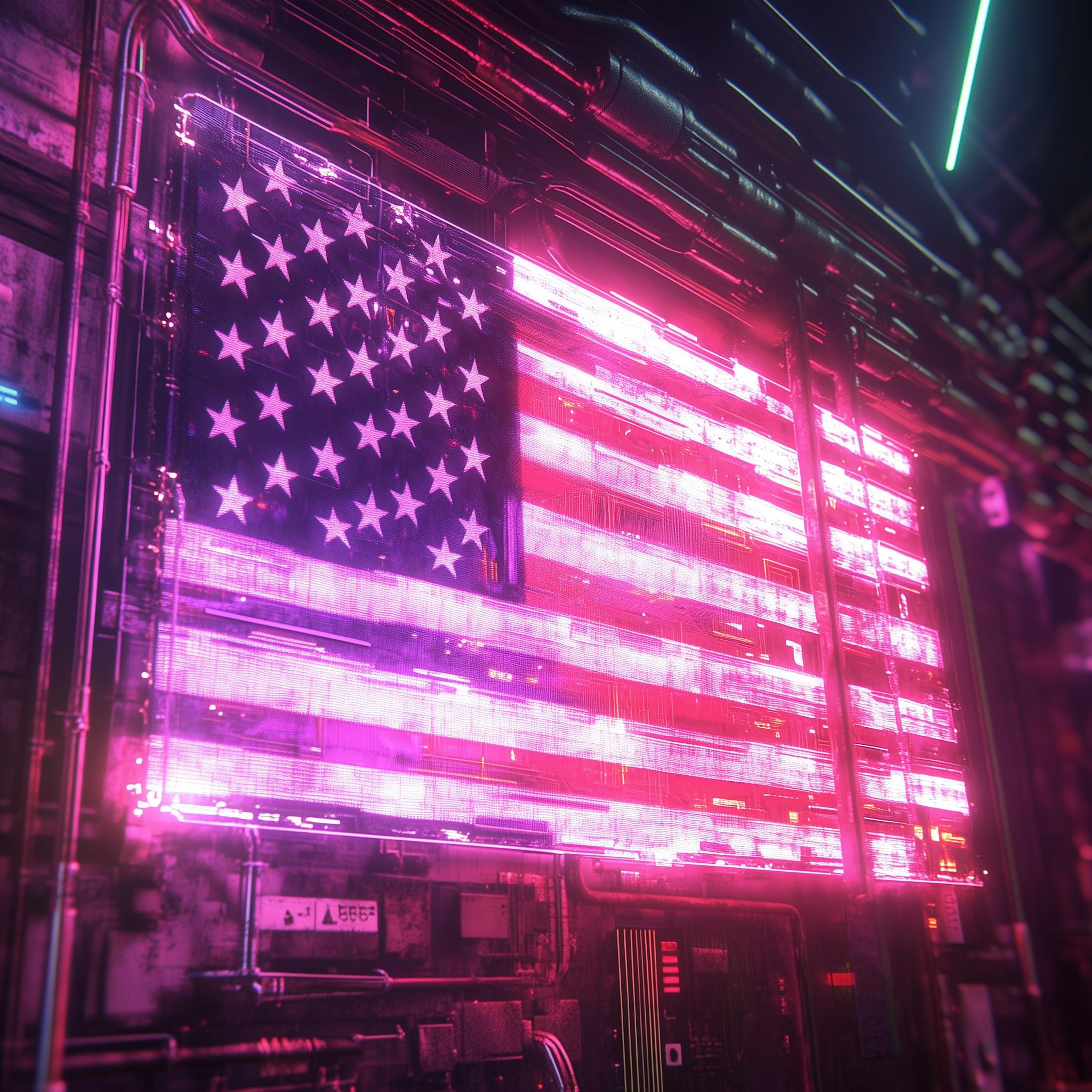 Cyberpunk American Flag Digital Download – Neon USA Wall Art ...