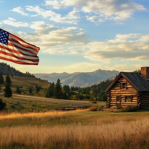 American Flag Farm Digital Download - Patriotic Rural Landscape, USA ...