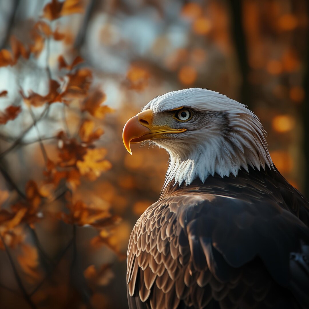 Bald Eagle Autumn Portrait Digital Download – Majestic Wildlife Wall ...