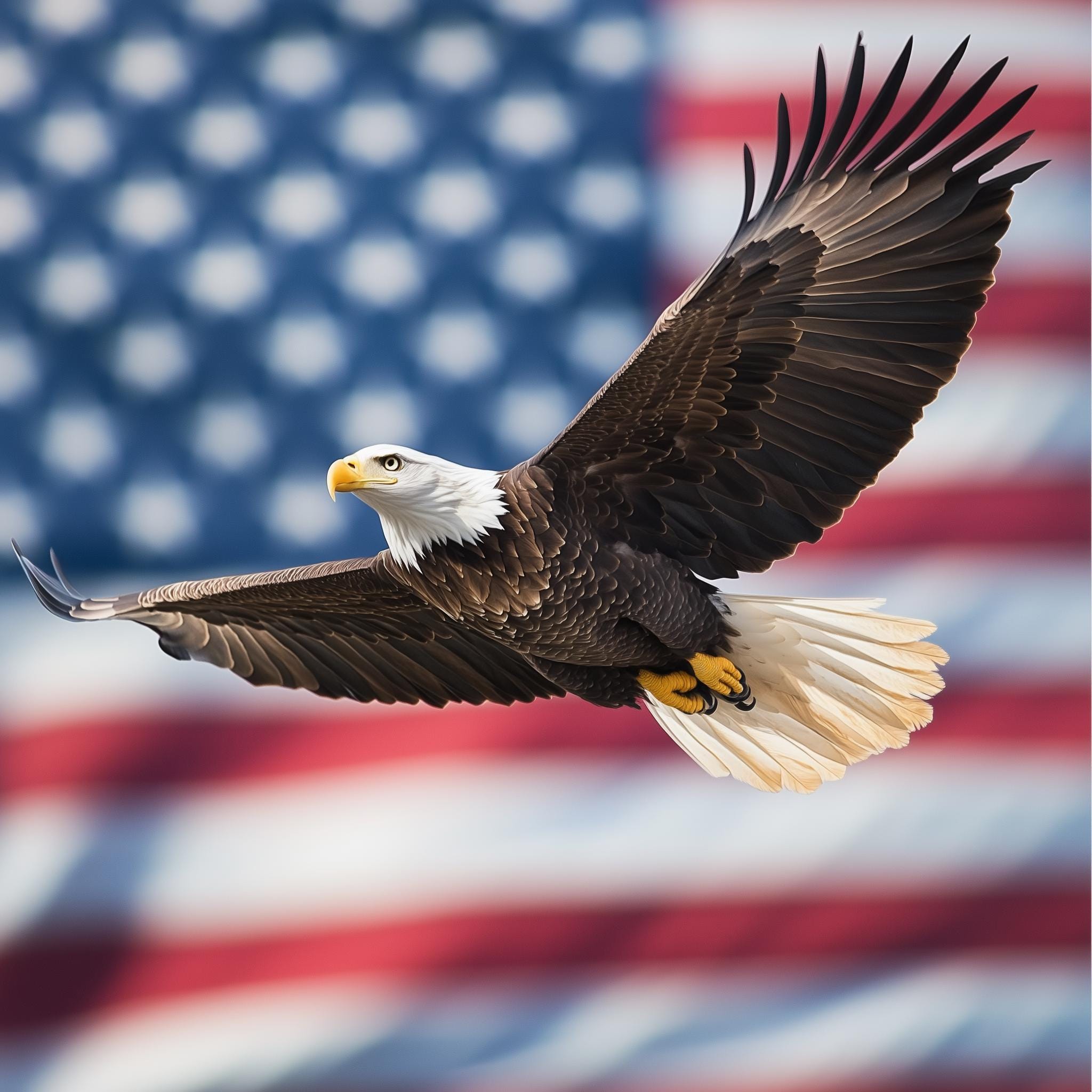 Bald Eagle Flying Over American Flag: Patriotic Wall Art (digital ...