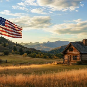 American Flag Farm Digital Download - Patriotic Rural Landscape, USA ...