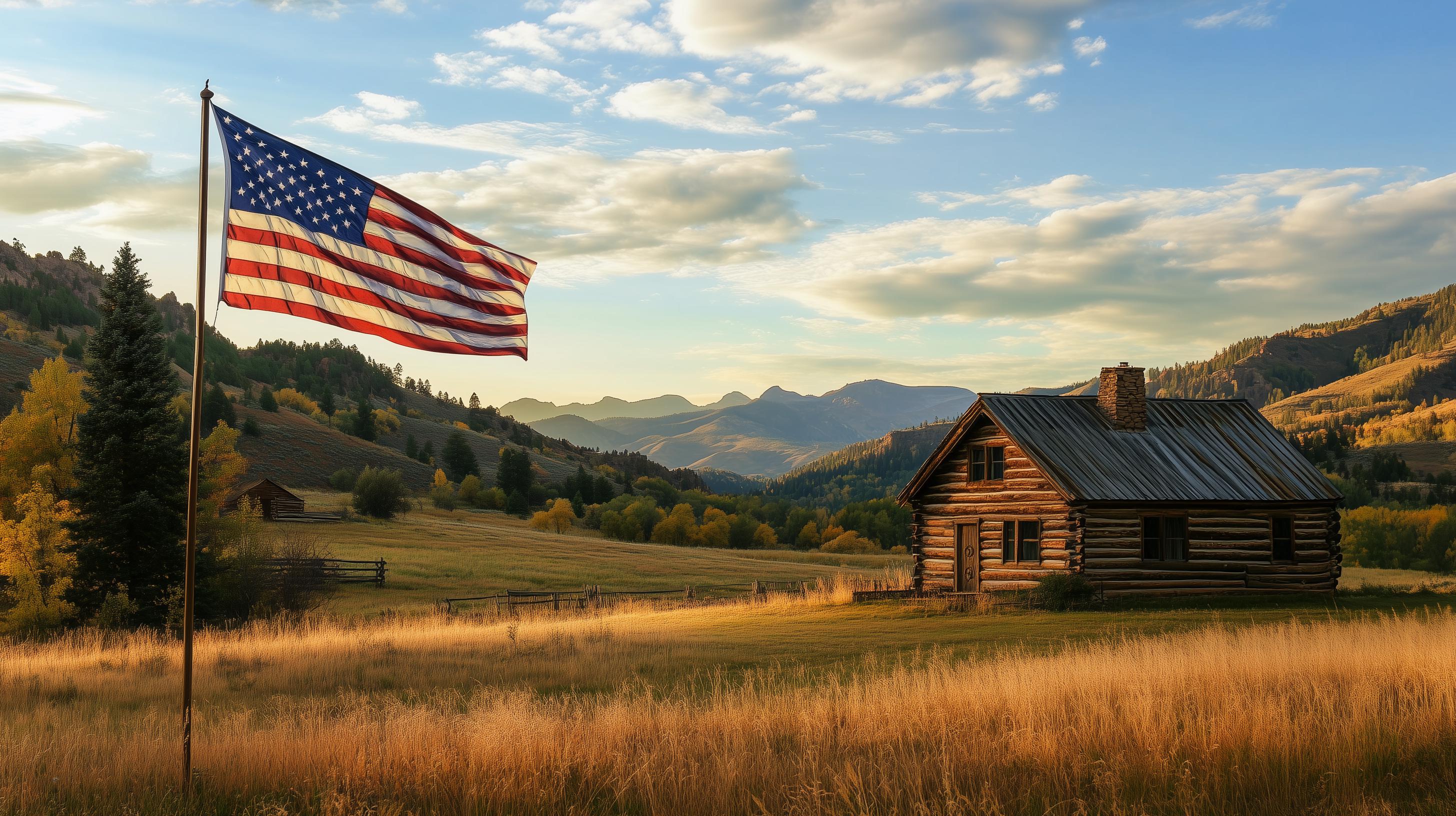 American Flag Farm Digital Download - Patriotic Rural Landscape, USA ...