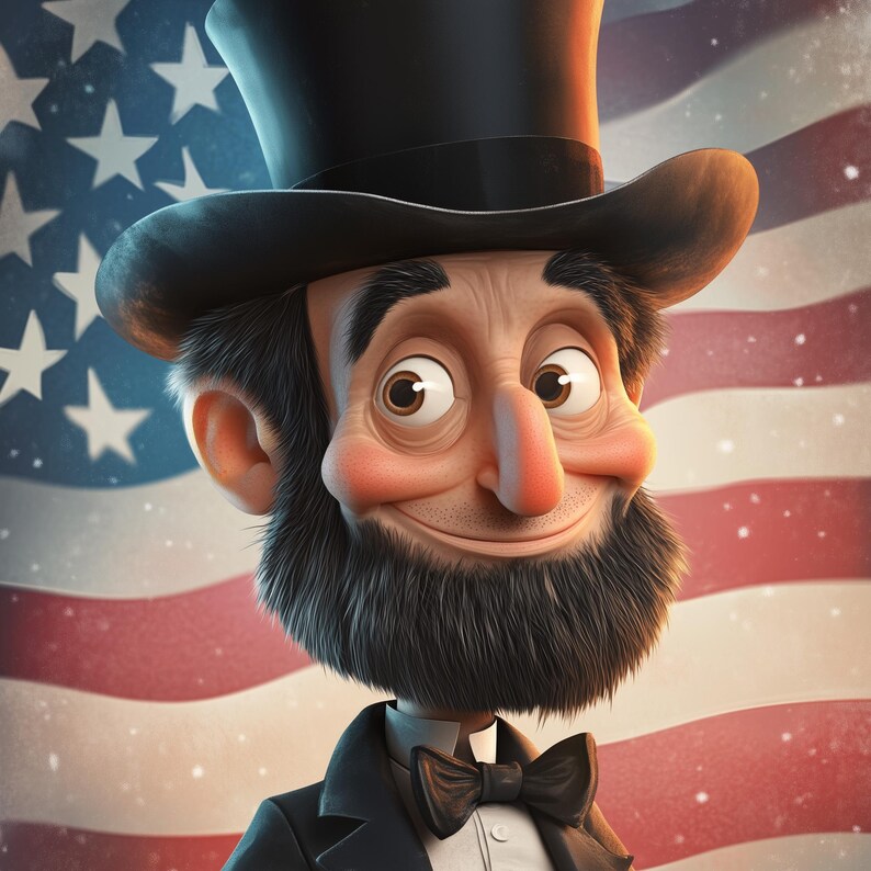 Cartoon Abraham Lincoln Digital Download - President Clipart, USA ...