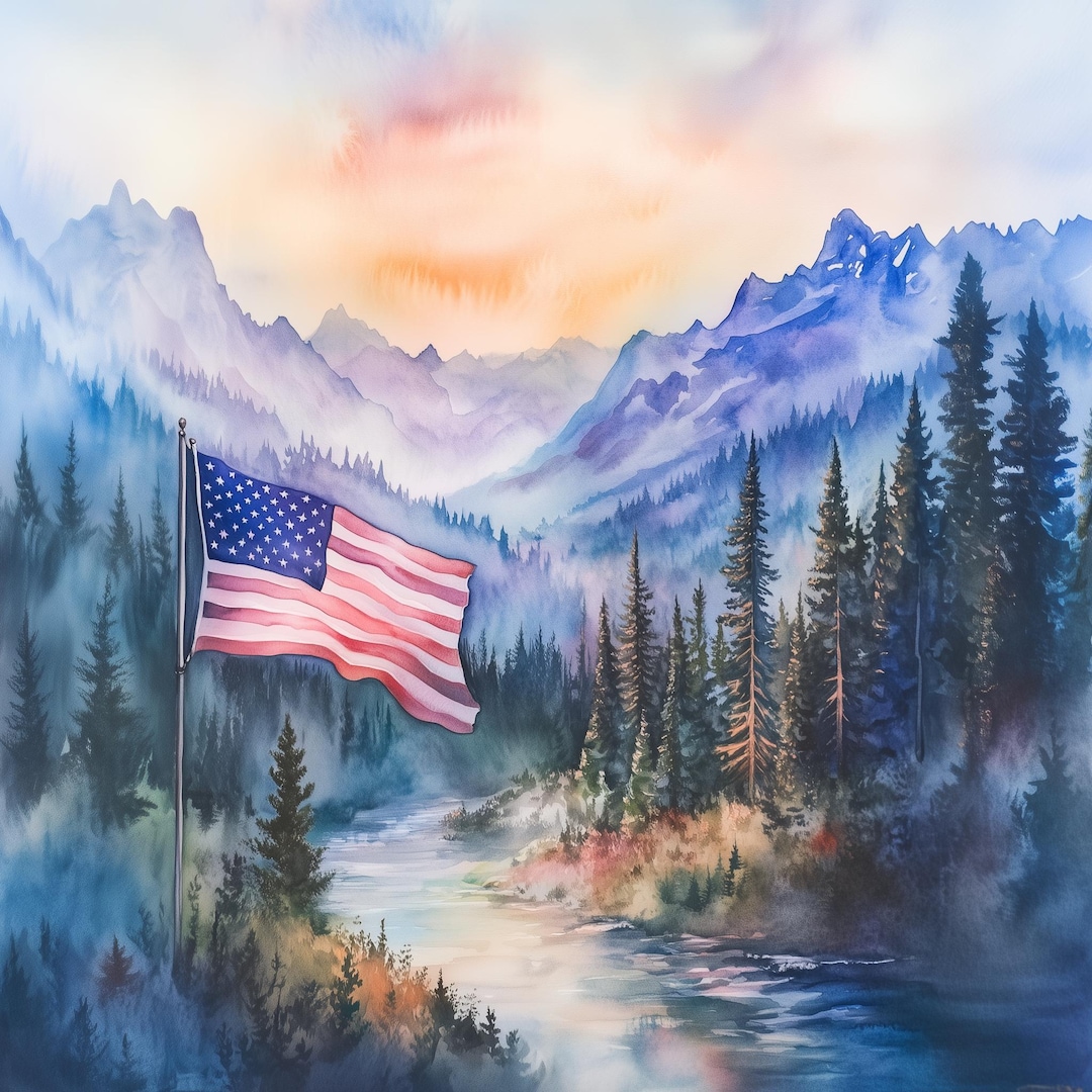 Watercolor American Flag Digital Download – Patriotic Wilderness ...