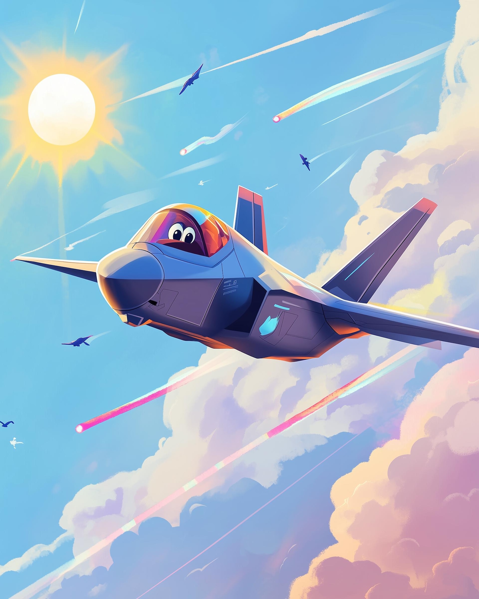 Cartoon F-35 Fighter Jet Digital Download – Cute Military Plane Art ...