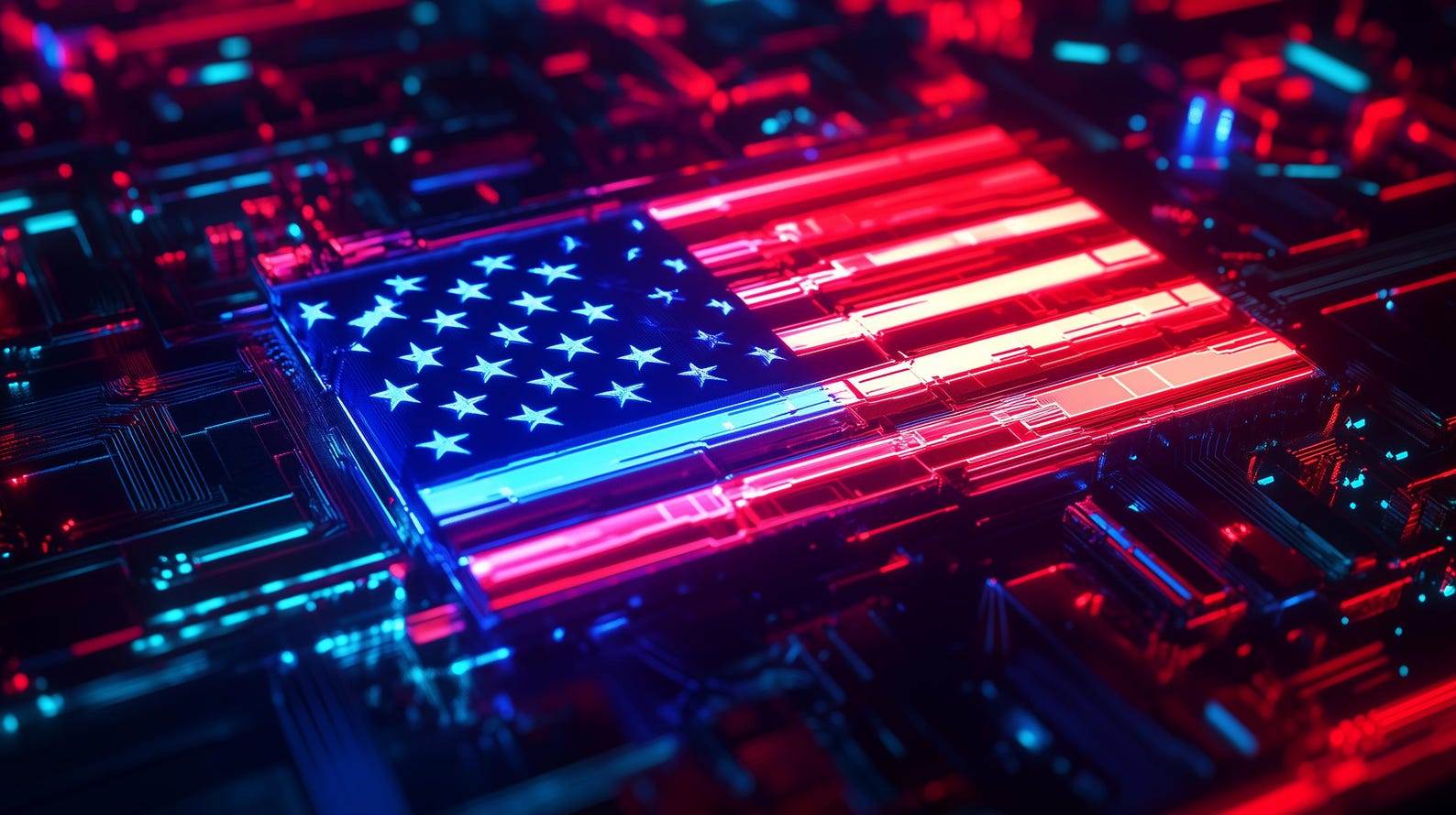 Cyberpunk American Flag Digital Download | Neon USA Flag Art ...