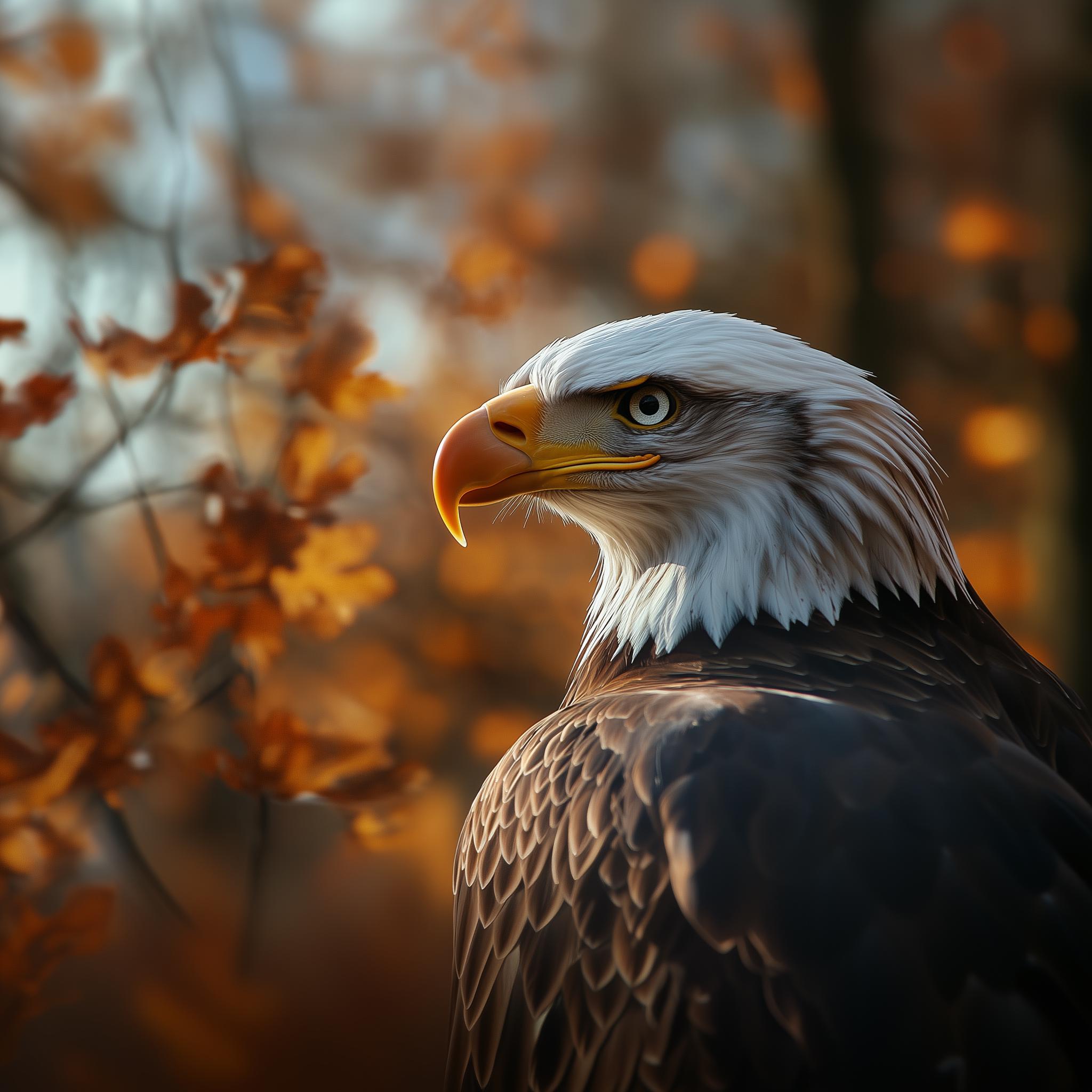 Bald Eagle Autumn Portrait: Majestic Wildlife Art (digital Download) - Etsy
