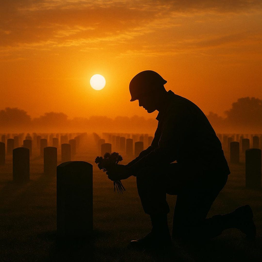 Fallen Soldier Memorial Art Print: Patriotic Sunset Tribute (digital ...
