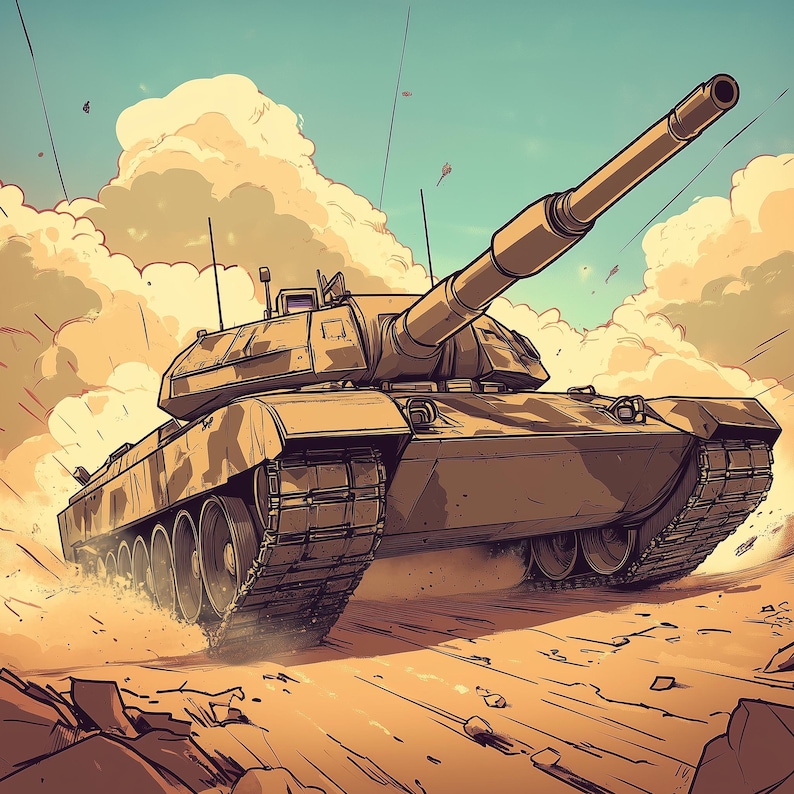 Cartoon M1 Abrams Tank Digital Download – Fun Military Art, US Army ...