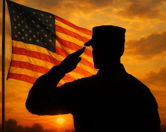 Military Tribute Art – Patriotic Soldier and Flag Print | Veteran ...