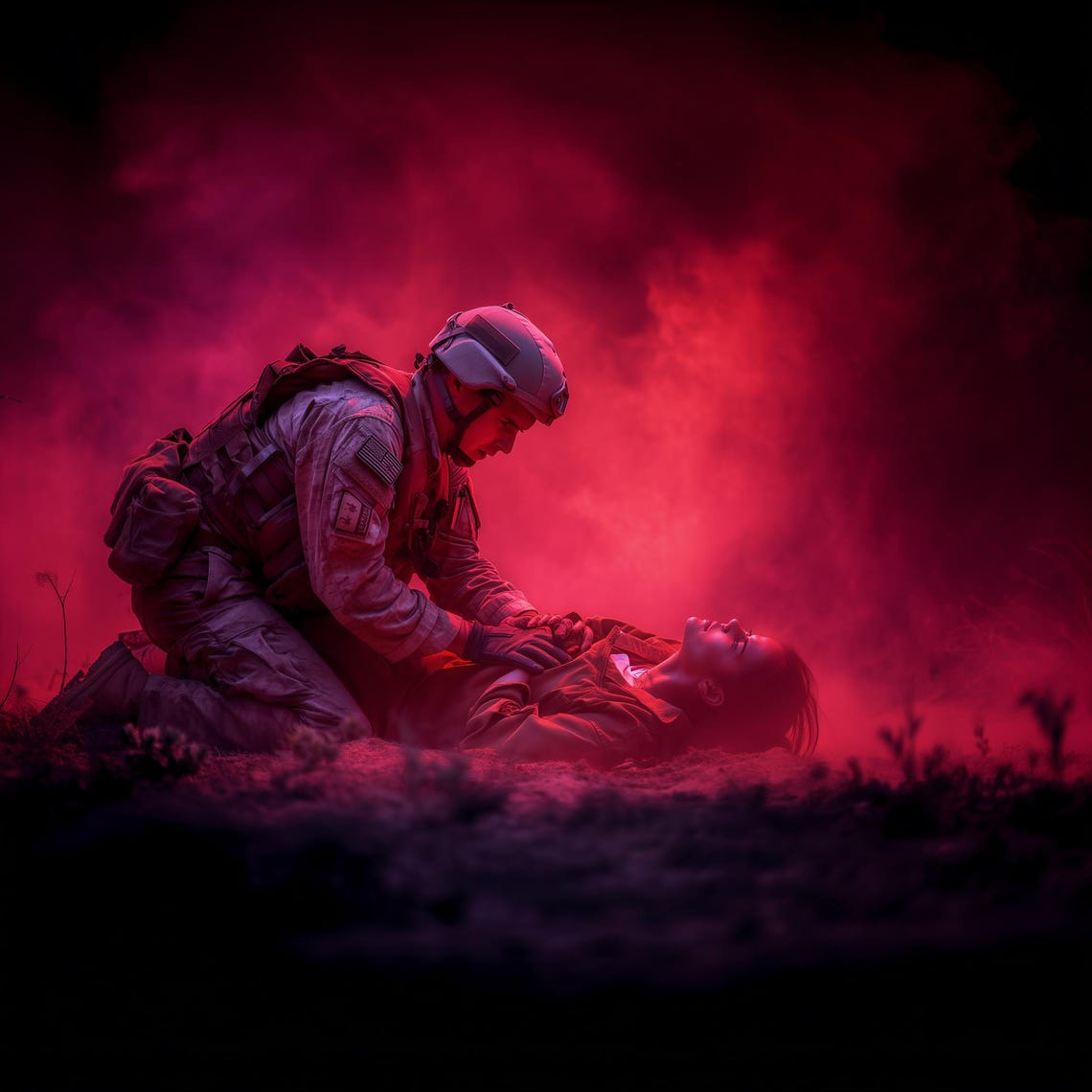 Battlefield Rescue Print: Soldier Saving Comrade, Military Heroism ...