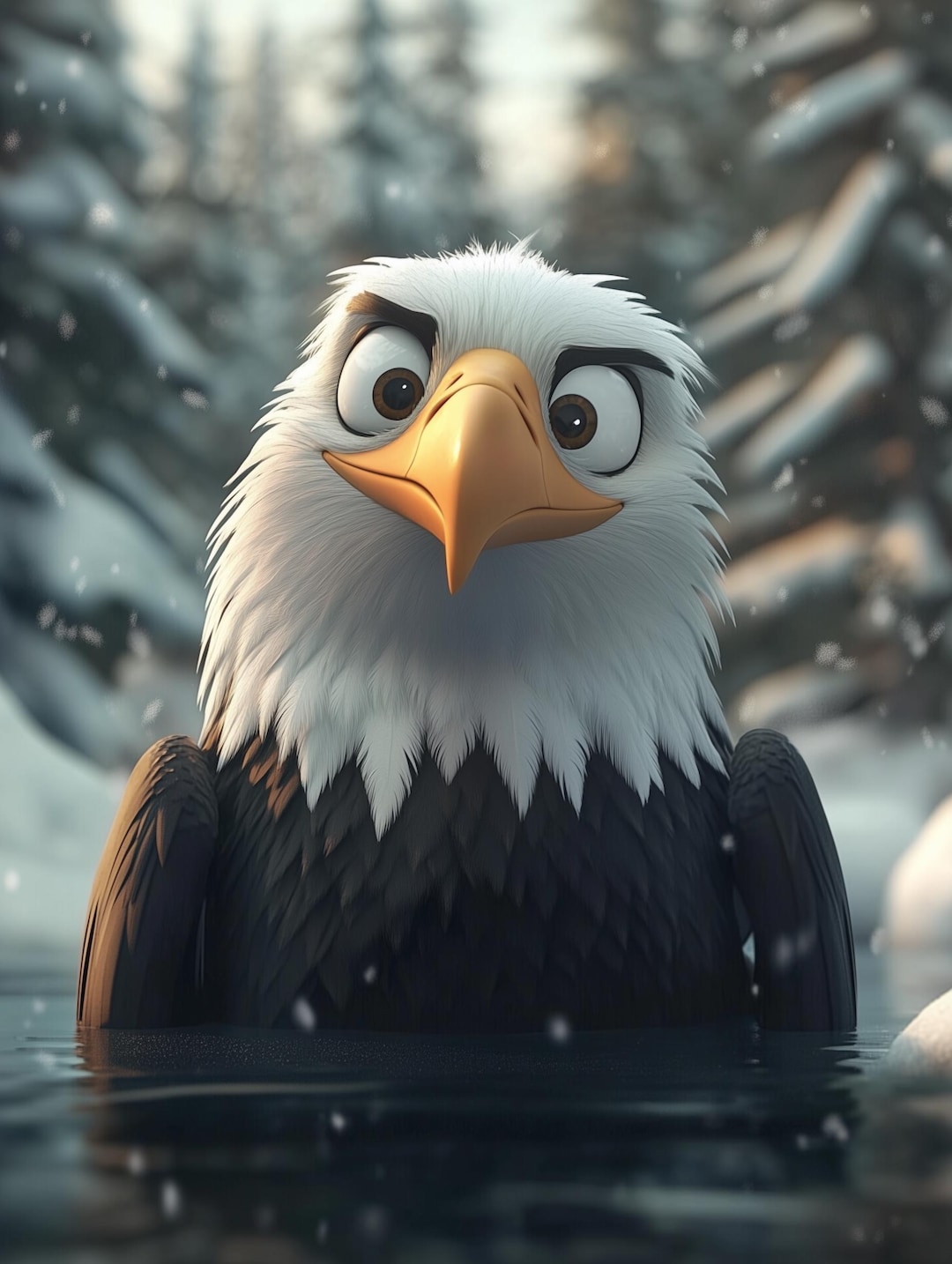 Funny Cartoon Bald Eagle Print: Patriotic Wildlife Art (digital ...