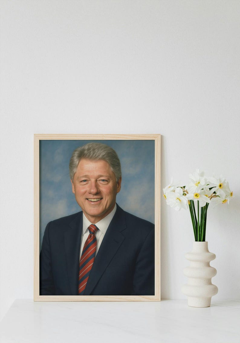 Bill Clinton Portrait Art Print: Vintage 1990s Presidential Decor ...