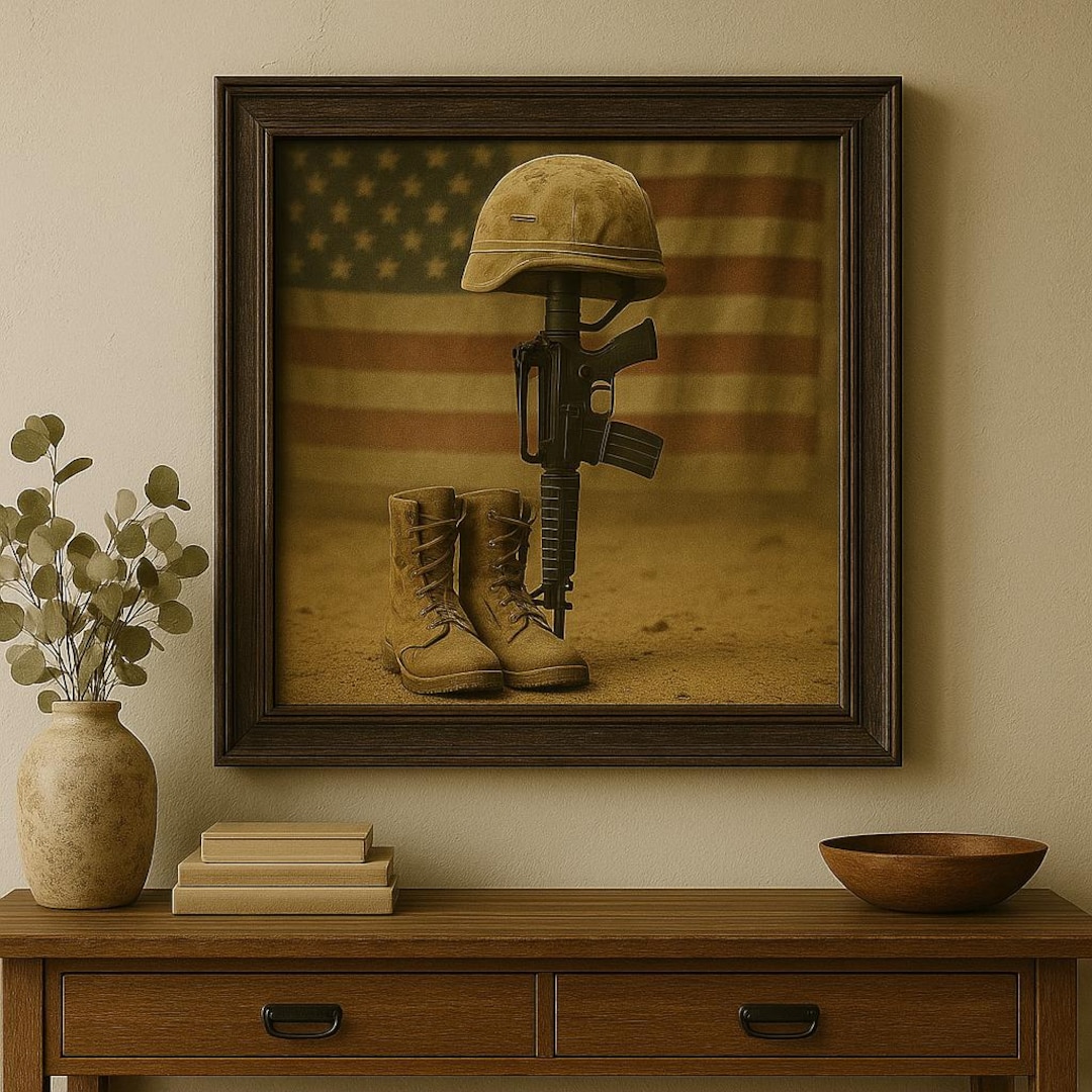 Fallen Soldier Memorial Digital Download | Battlefield Cross Patriotic ...