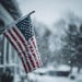 Winter American Flag Art Print: Rustic Snowfall Photography (digital ...