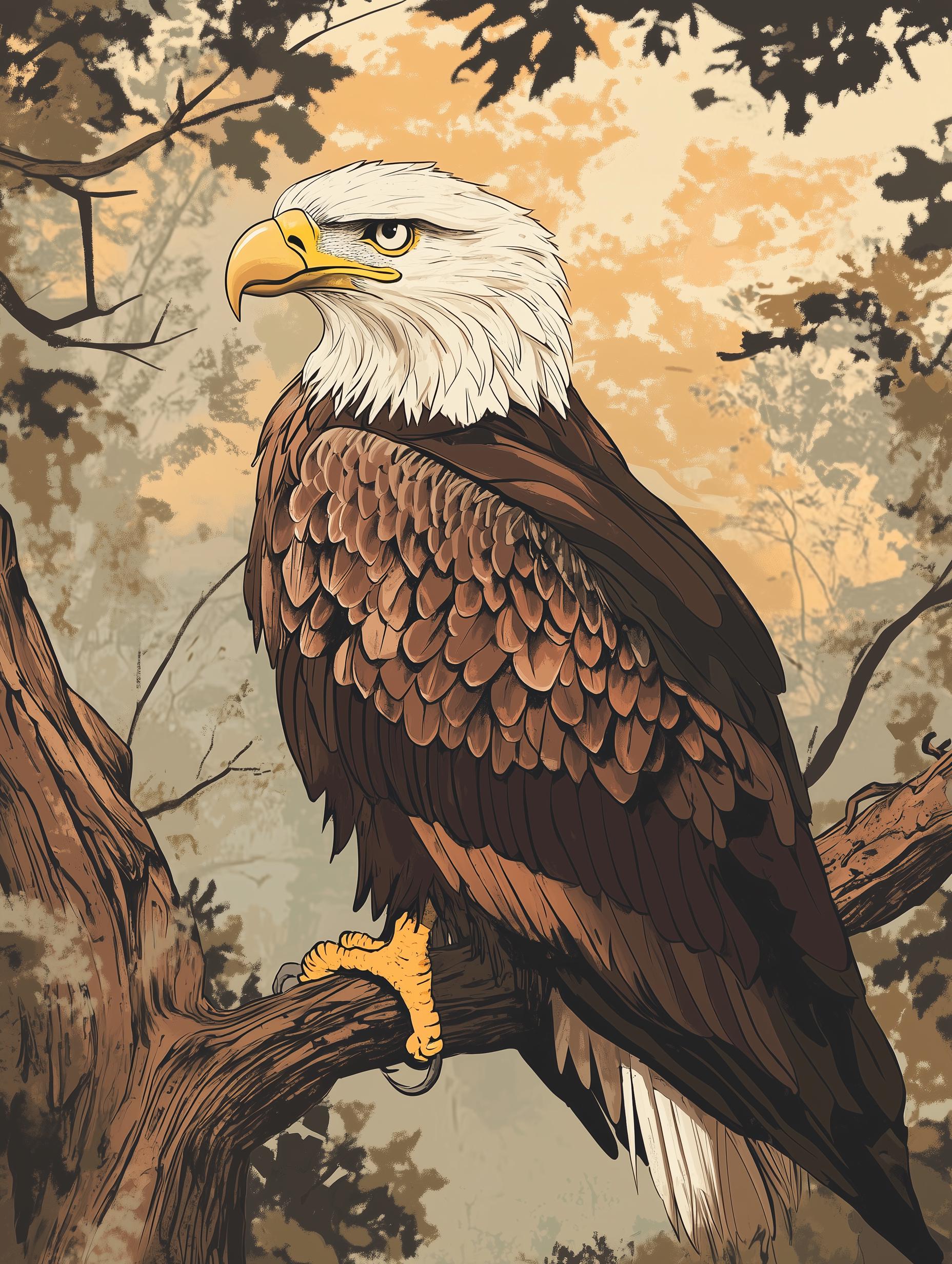 Cartoon Bald Eagle Digital Download – Fun Patriotic Eagle Art, Wildlife ...