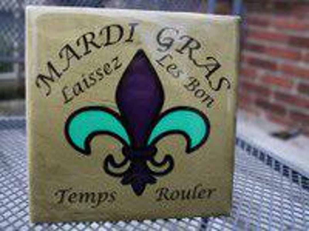 Tile-marti Gras Gold Tile With Flor De Le - Etsy