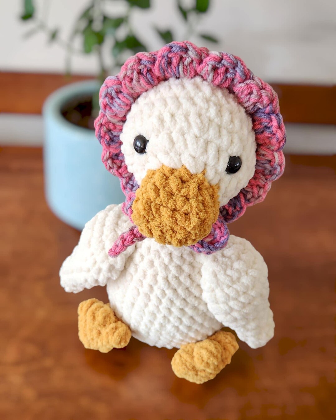 Goose Plushie, Crochet Goose, Porch Goose, Bonnet Goose, Spring Decor ...
