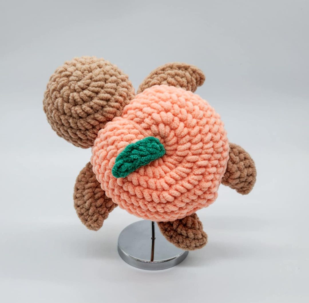 Peach Turtle Plushie, Crochet Turtle, Gifts for Turtle Lover, Peach ...