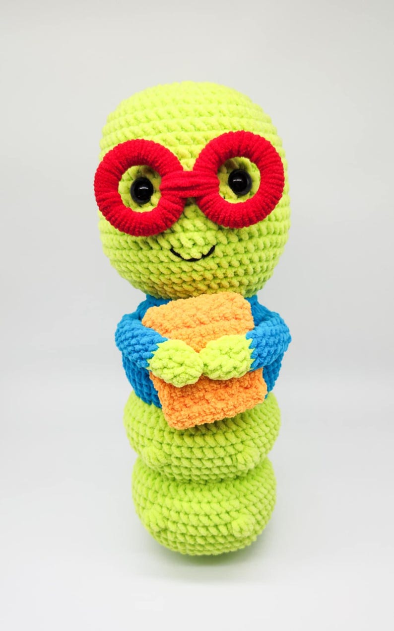 Bookworm Plushie, Crochet Bookworm, Glow Worm, Book Lovers, Book Nerd ...