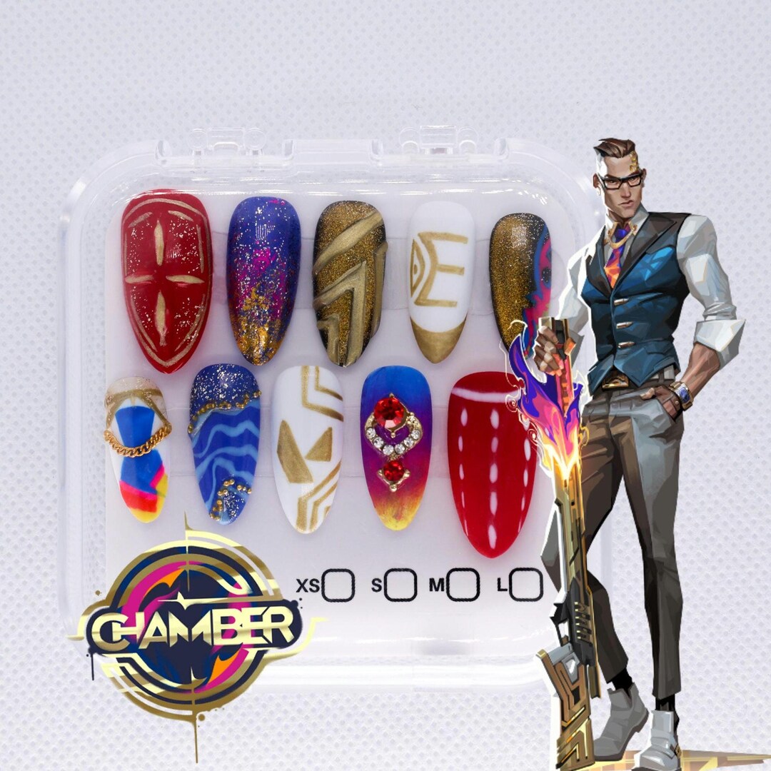 Valorant Chamber Inspired Press on Nails: Gold Gradient Nail Art - Etsy