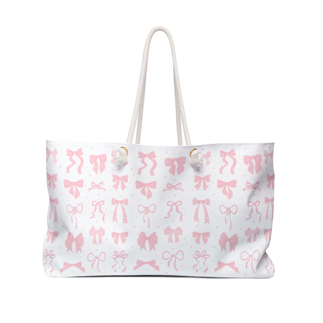 Pink Bow Weekender Bag: Travel Tote, Bridal Gift - Etsy