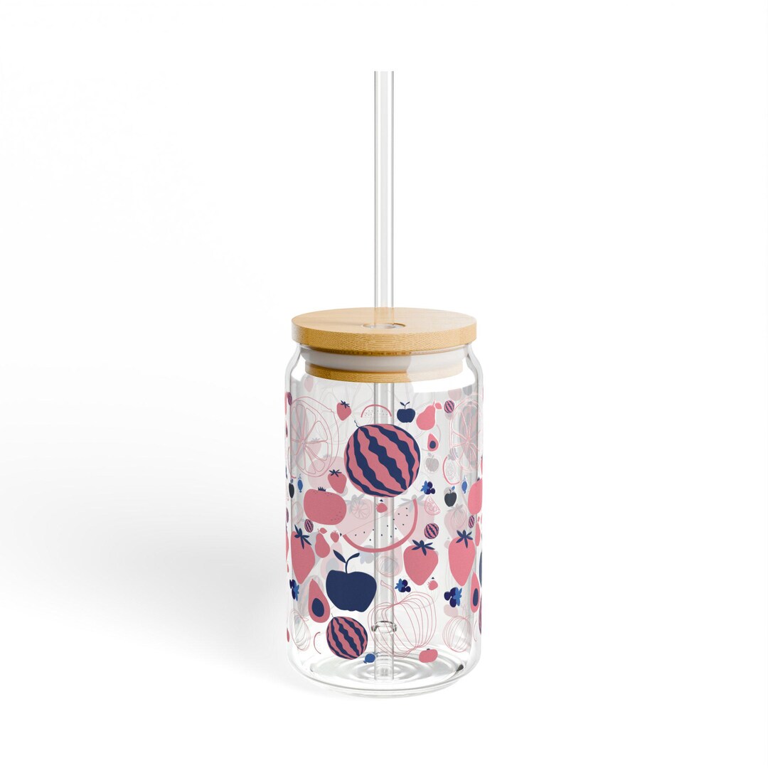 Fruity Artwork Sipper Glass, Fun Drinkware for Summer Parties, Ideal ...