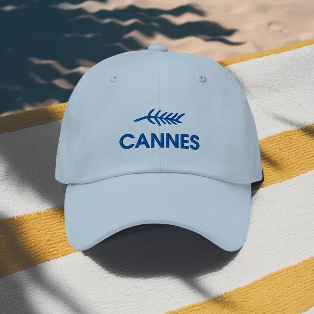 Cannes Embroidered Baseball Cap, Palm Leaf Design, French Riviera Style ...