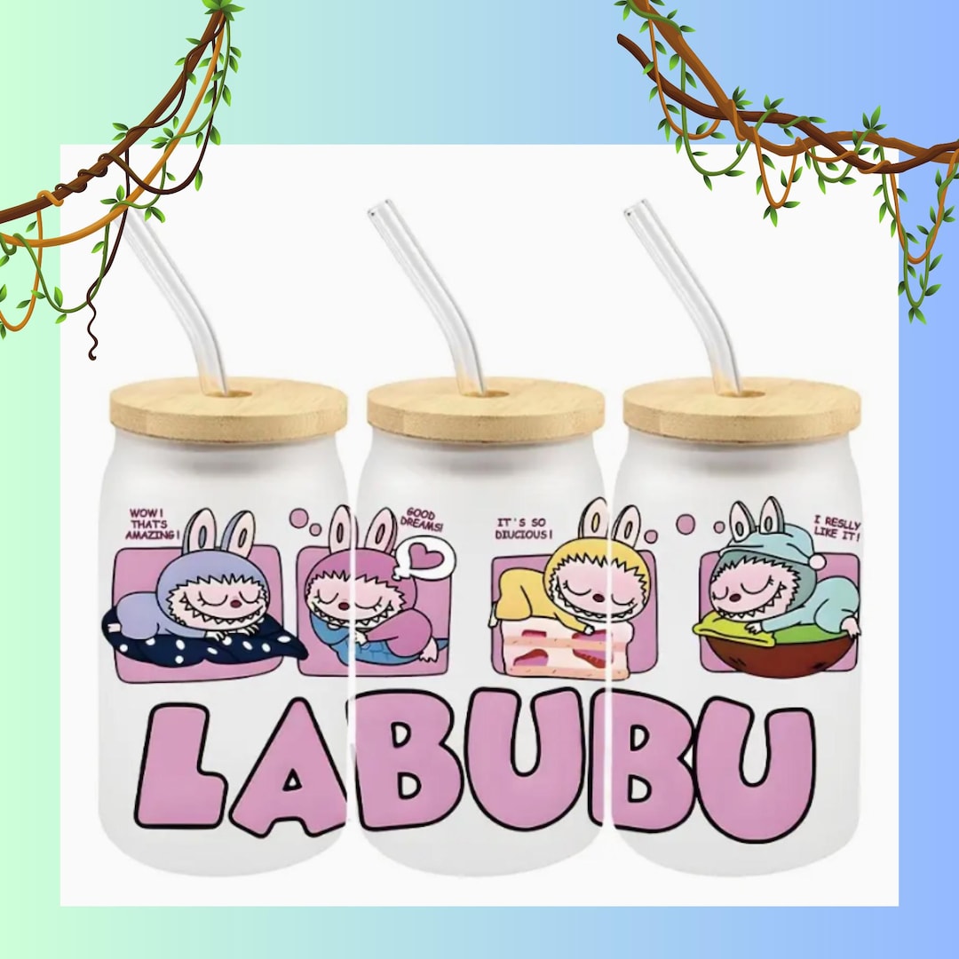 Labubu Fan Collection | Ice Coffee Glass Tumbler With Straw and Lid ...