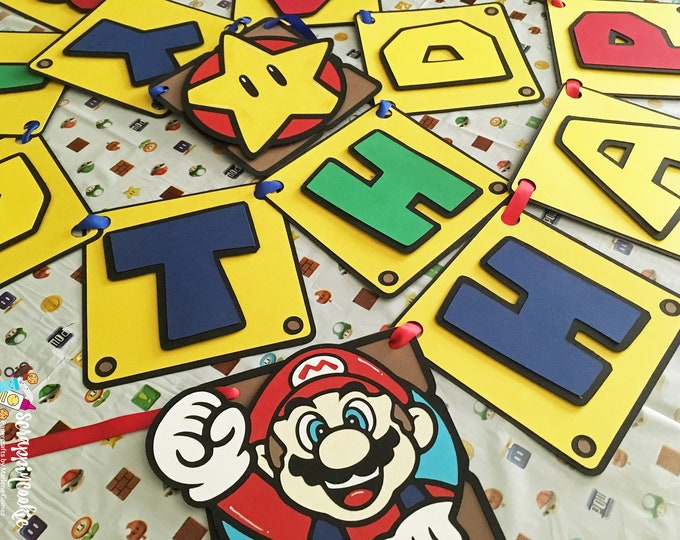 Super Mario Banner Super Mario Birthday Super Mario Party - Etsy