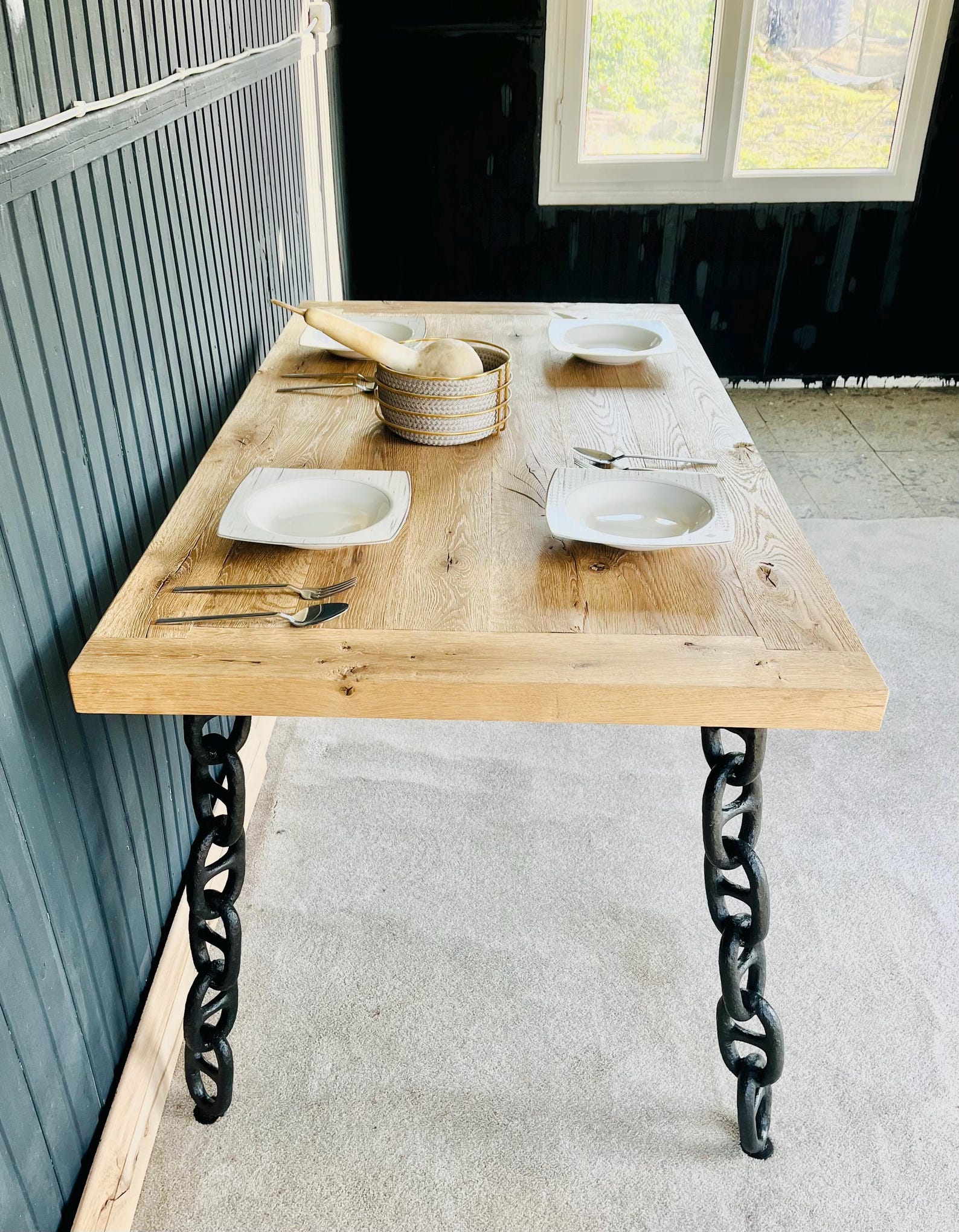 Reclaimed Barnwood Dining Table, Rustic Farmhouse Table, Solid Oak ...