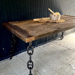 Handmade Solid Oak Dining Table: Industrial Chain-link Metal Legs - Etsy