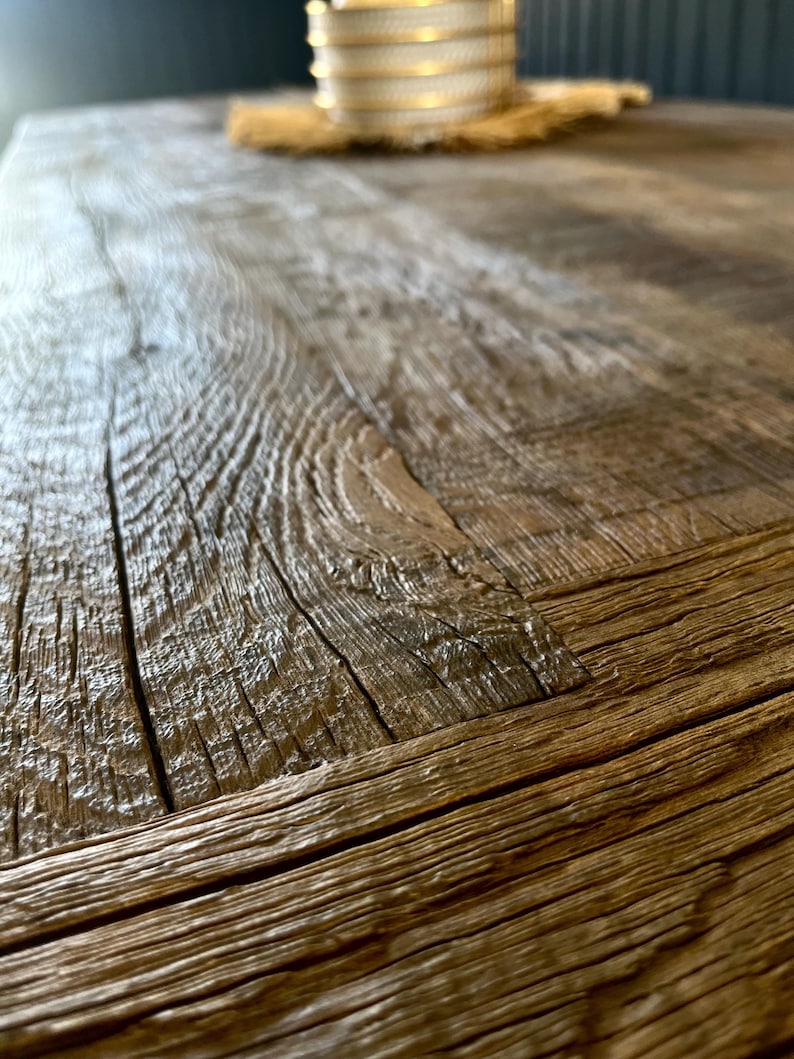 Handmade Solid Oak Dining Table: Industrial Chain-link Metal Legs - Etsy