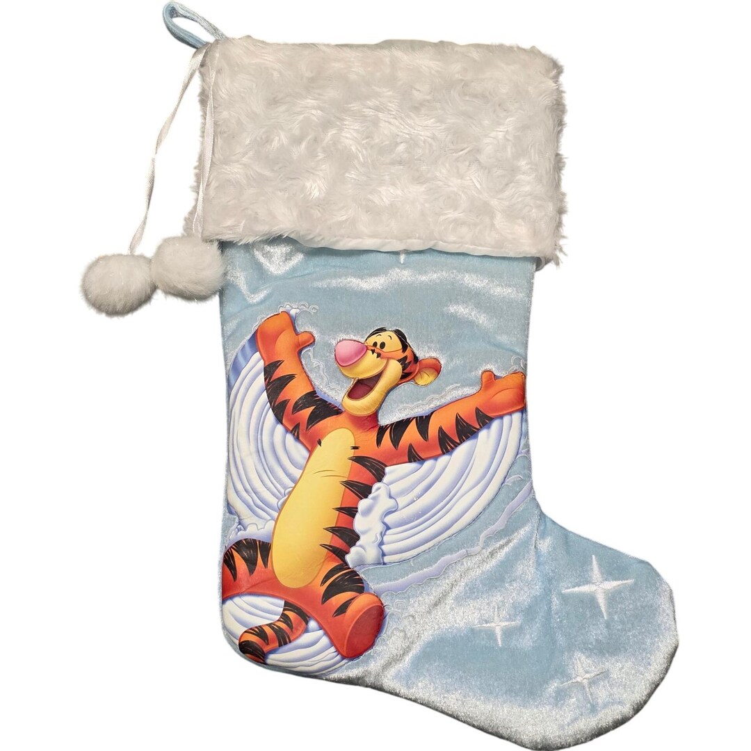 Vtg 90's Disney Tigger Christmas Stocking Holiday Decoration Plush Faux ...