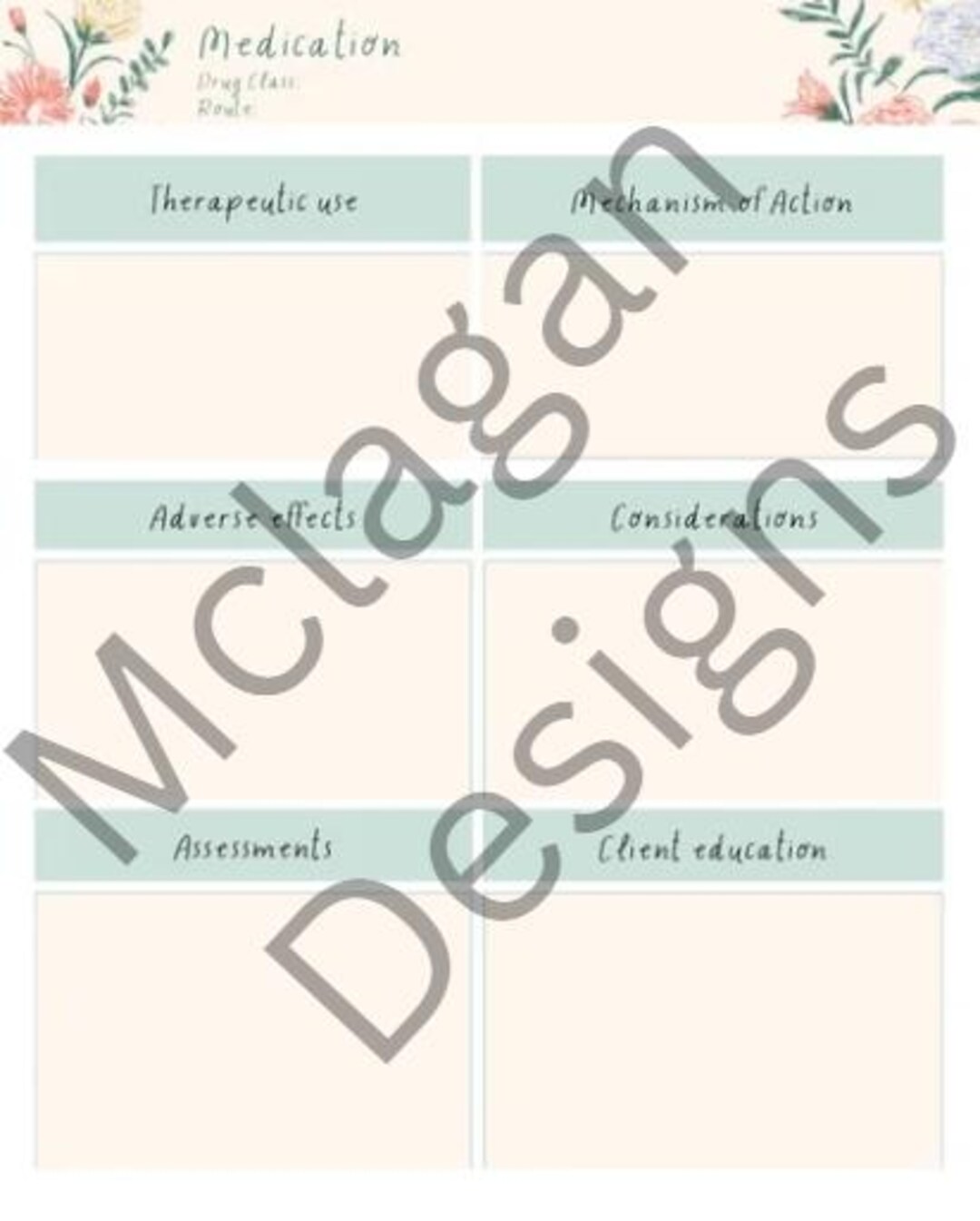 Medication Study Template - Etsy